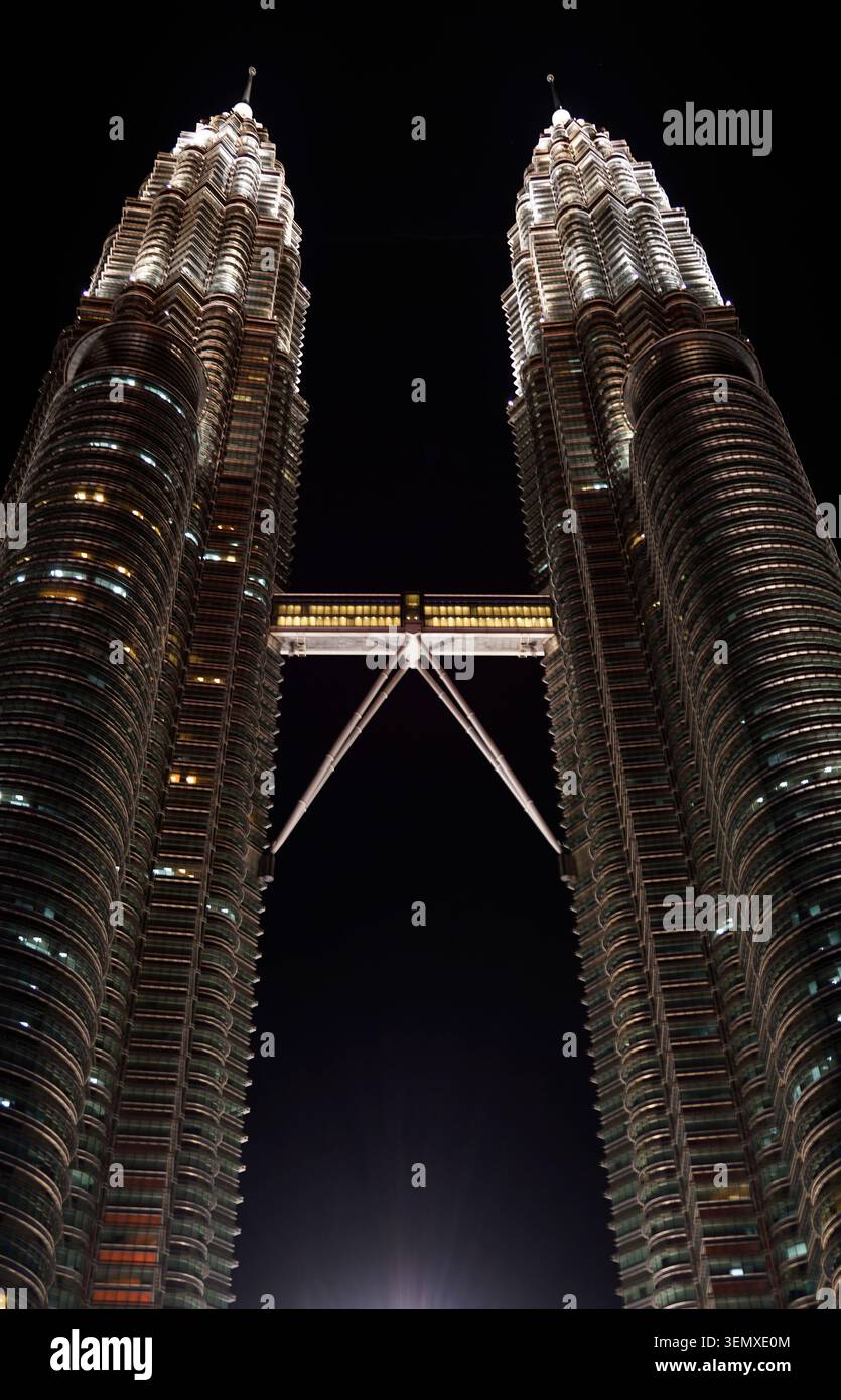 The Petronas Twin Towers aka KLCC Twin Towers at night in Kuala Lumpur ...