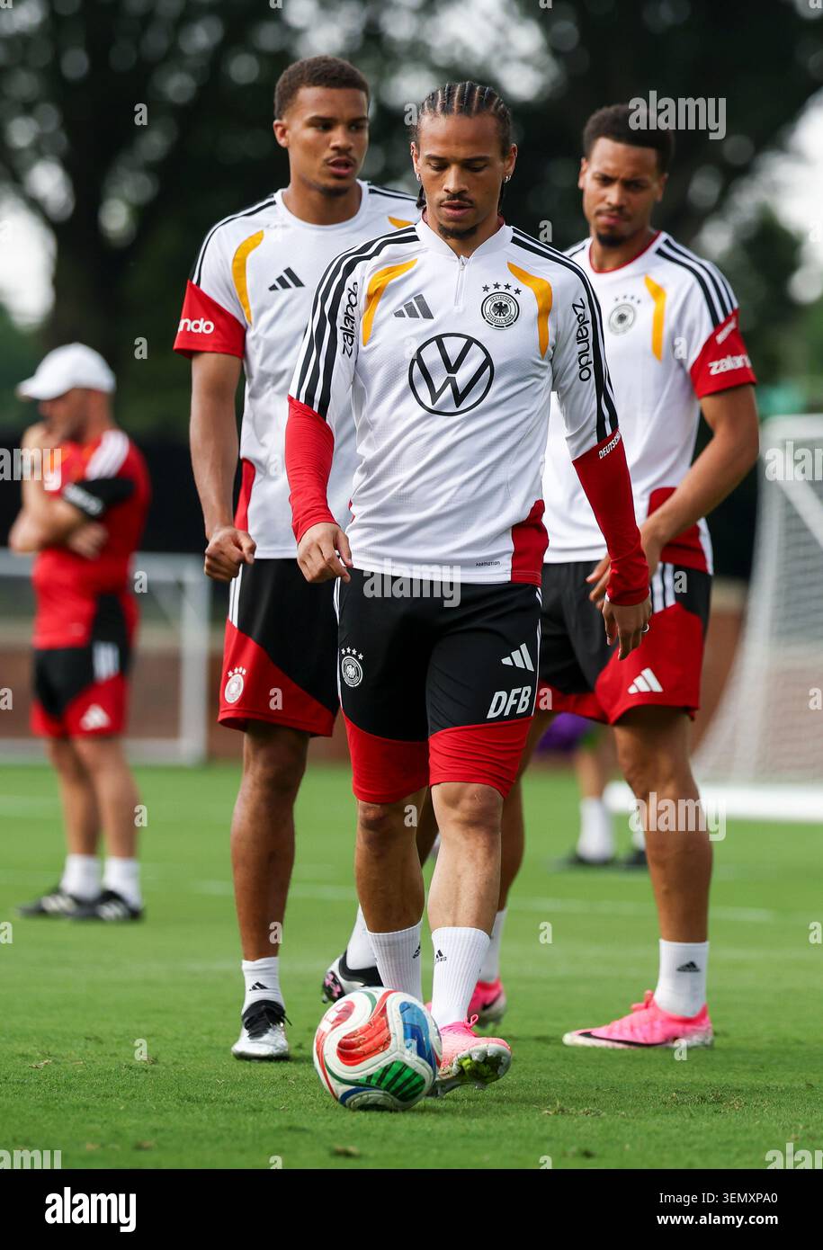 08 June 2026, USA, Winston-Salem: Soccer: National team, before the ...