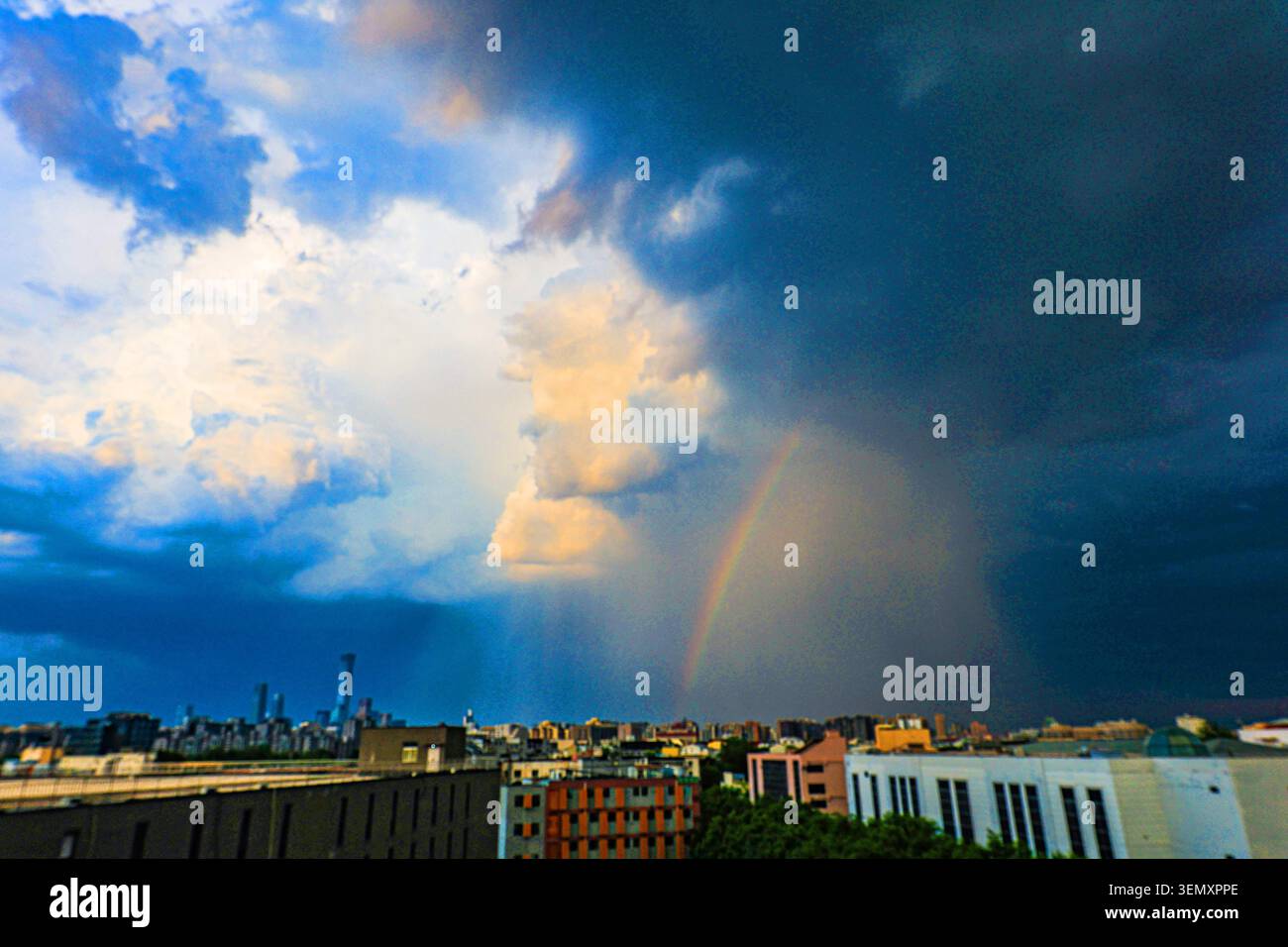 Rainbow and sunset glow paint the sky above the Temple of Heaven in ...