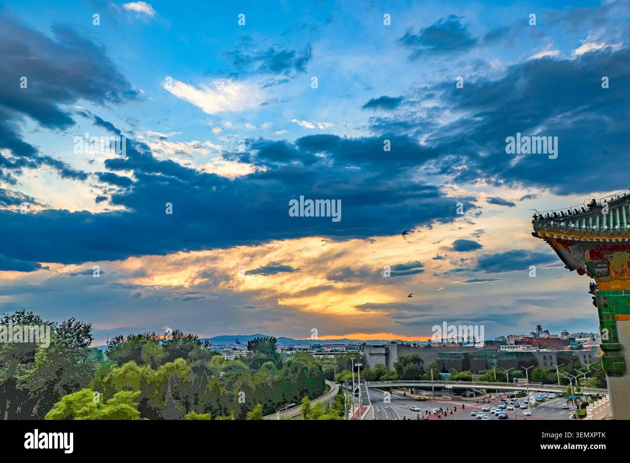 Rainbow and sunset glow paint the sky above the Temple of Heaven in ...