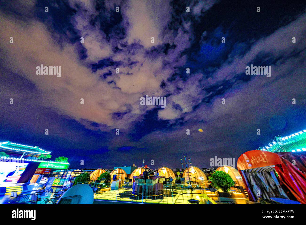 Rainbow and sunset glow paint the sky above the Temple of Heaven in ...