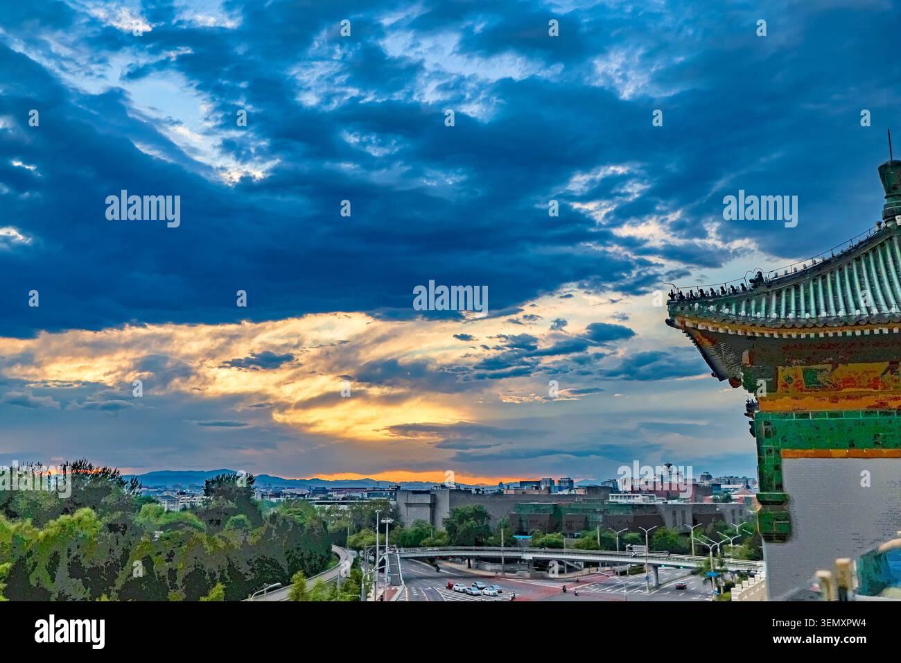 Rainbow and sunset glow paint the sky above the Temple of Heaven in ...