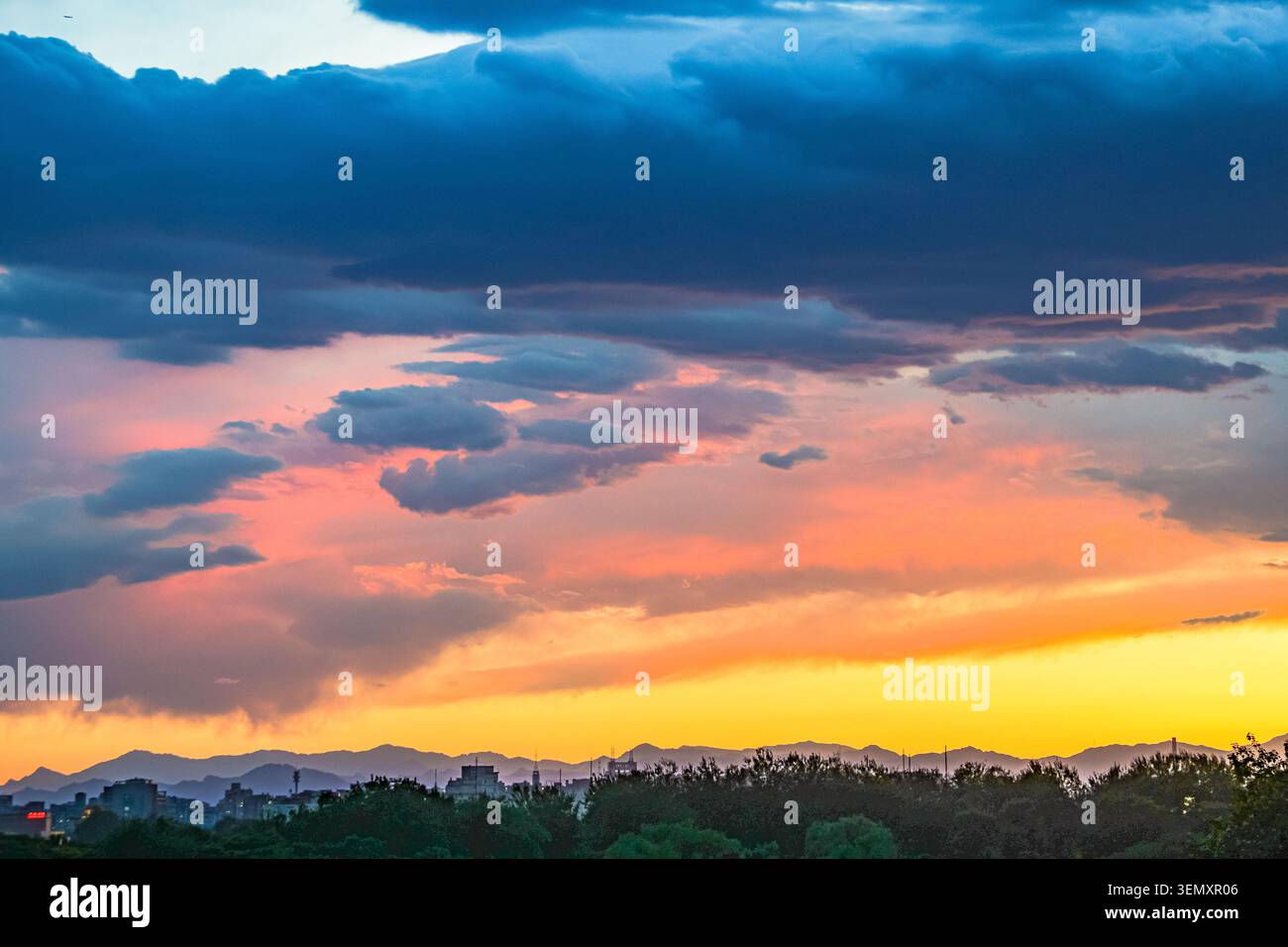 Rainbow and sunset glow paint the sky above the Temple of Heaven in ...
