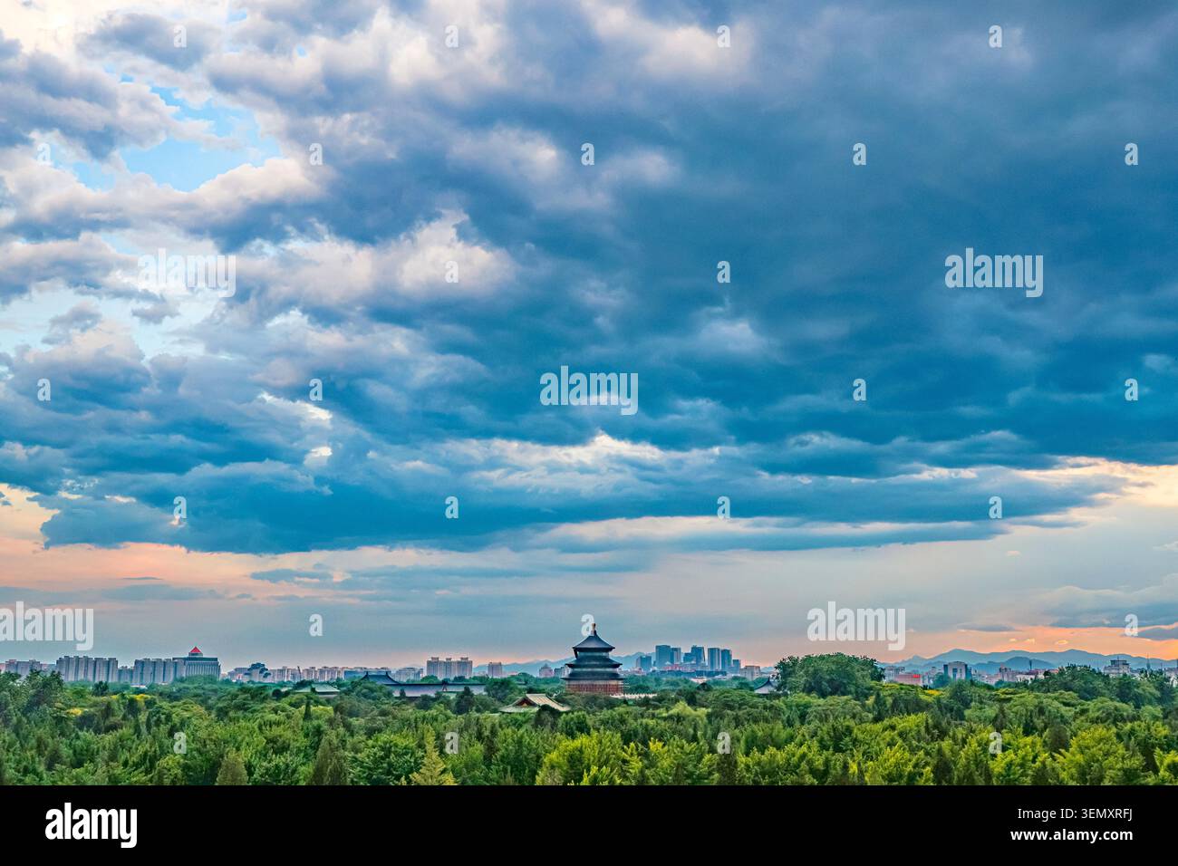 Rainbow and sunset glow paint the sky above the Temple of Heaven in ...