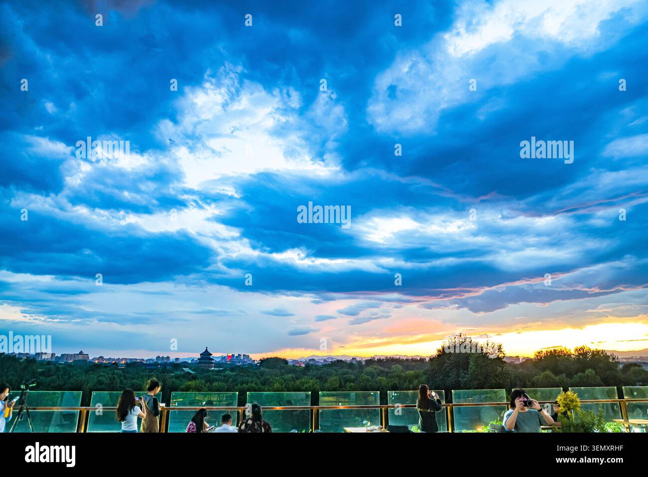 Rainbow and sunset glow paint the sky above the Temple of Heaven in ...