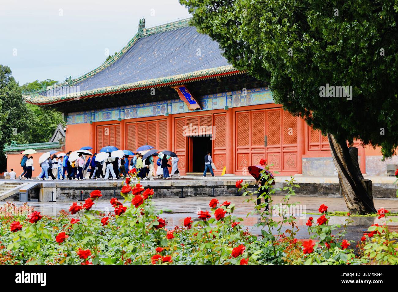 Visitors stroll in Beijing Ancient Architecture Museum during summer ...