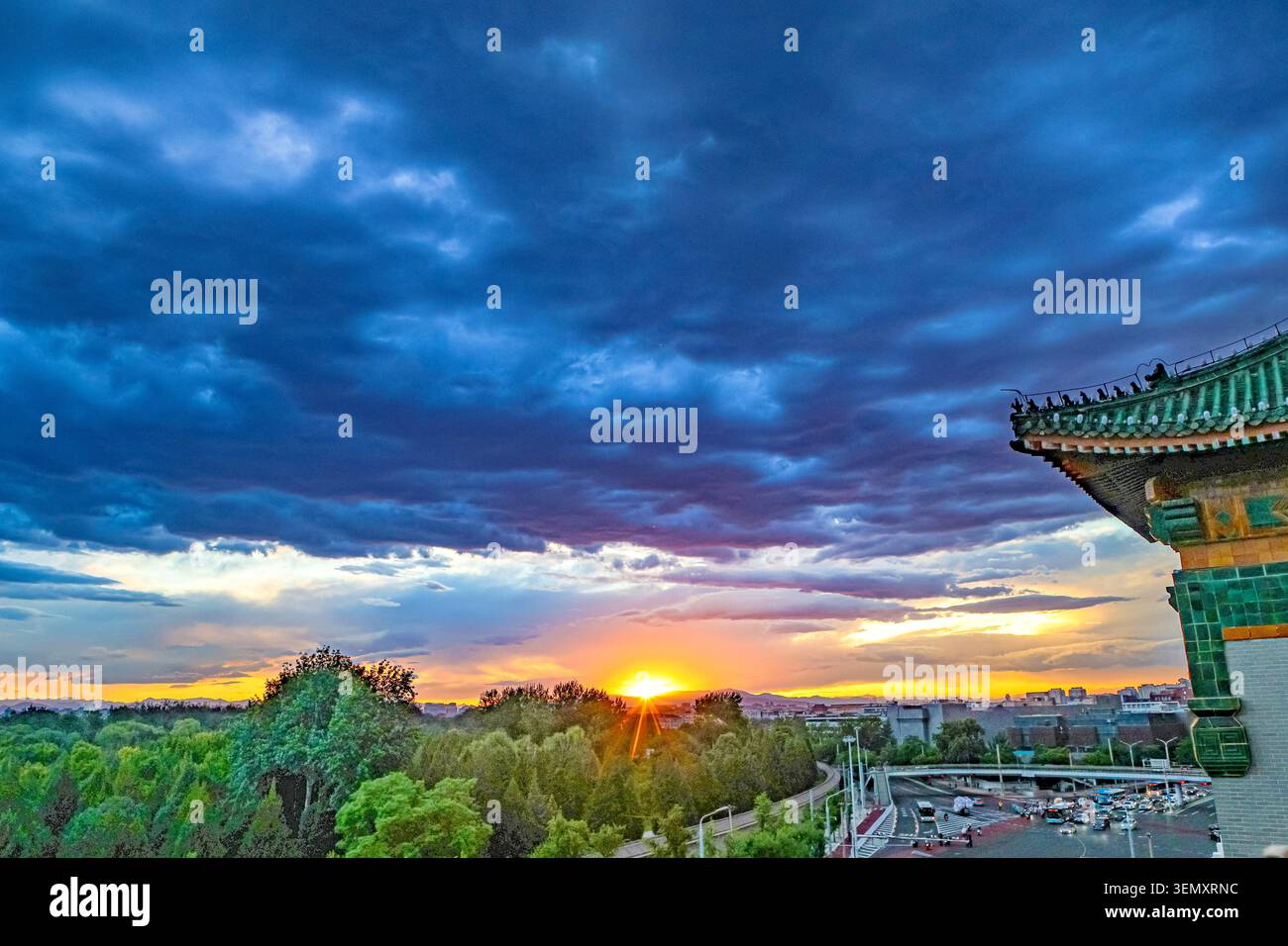 Rainbow and sunset glow paint the sky above the Temple of Heaven in ...