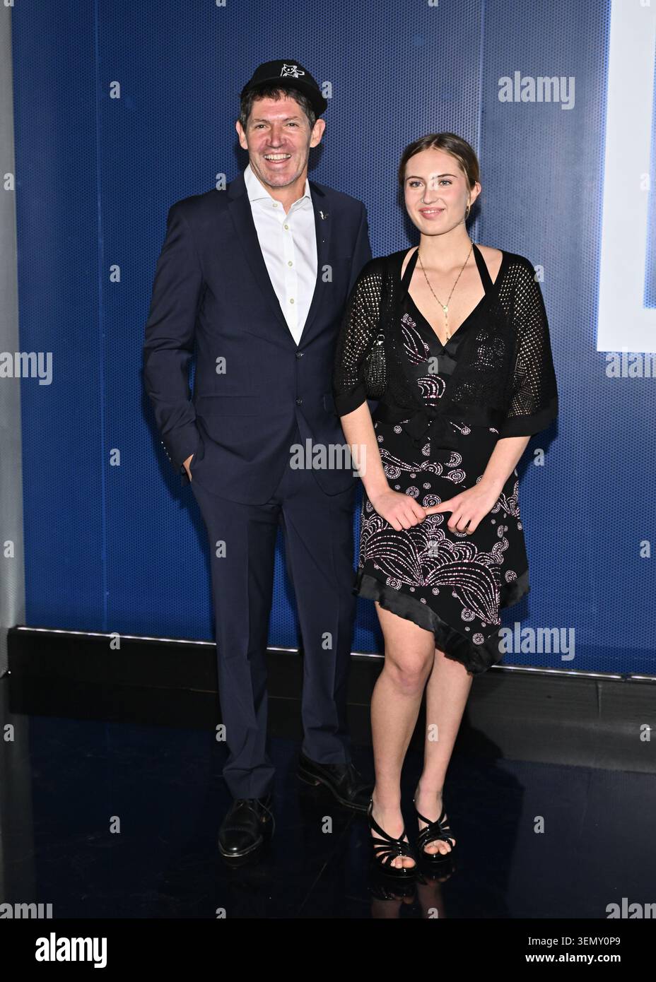 Matthew Butler, left, and guest attend the "Disclosure Day" premiere at ...