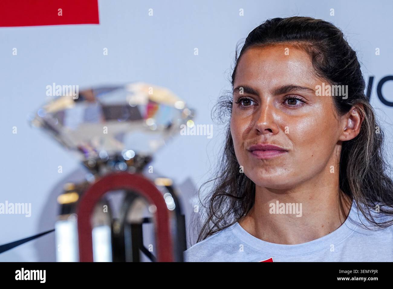 Oslo 20260609. Amalie Juel at a press conference before the Bislett ...