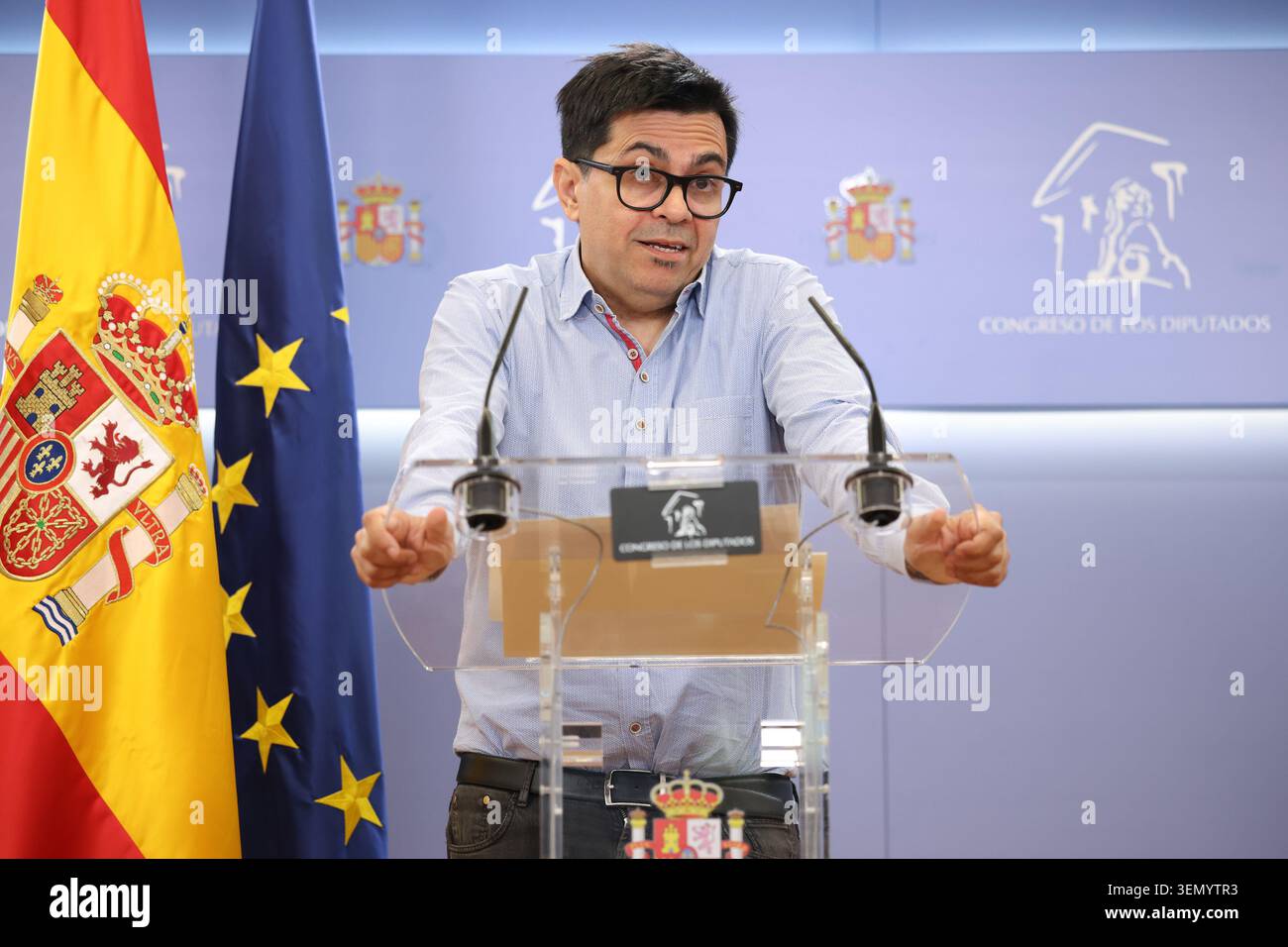 Sumar MP Gerardo Pisarello during a press conference at the Congress of ...
