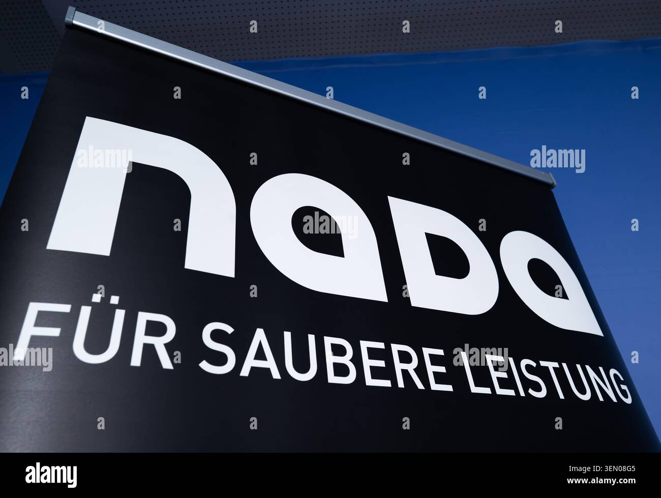 09 June 2026, Berlin: A roll-up with the slogan "For clean performance ...