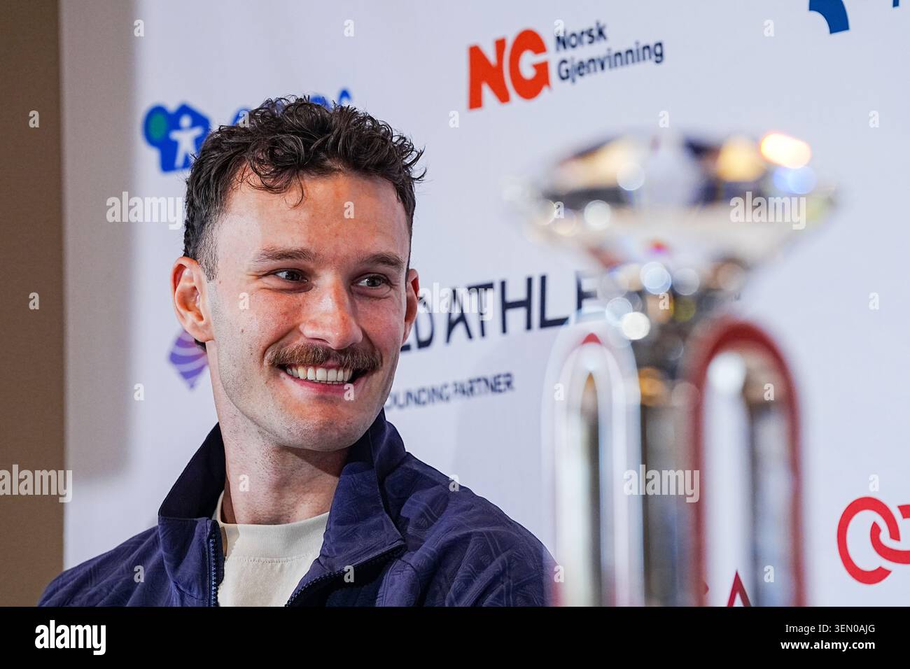 Oslo 20260609. Kurtis Marschall at a press conference before the ...