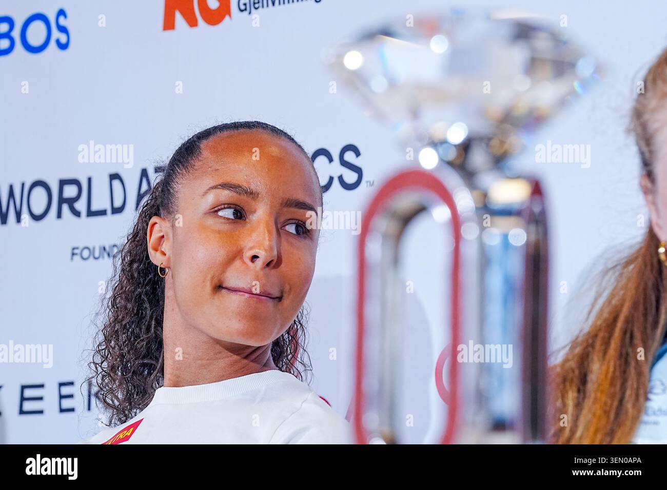 Oslo 20260609. Lakeri Ertzgaard at a press conference before the ...
