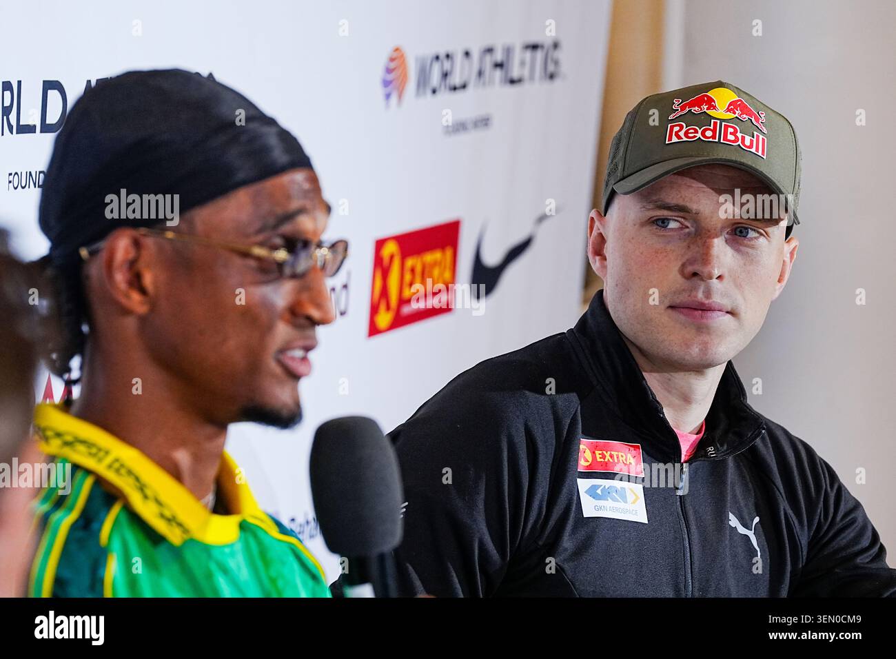 Oslo 20260609. Karsten Warholm and Alison dos Santos at a press ...