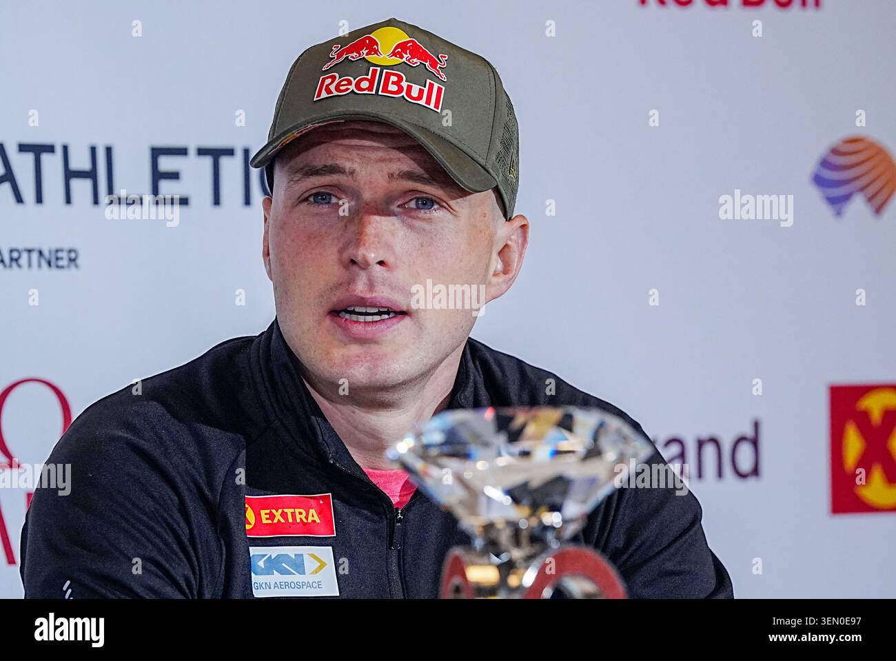 Oslo 20260609. Karsten Warholm at a press conference before the Bislett ...