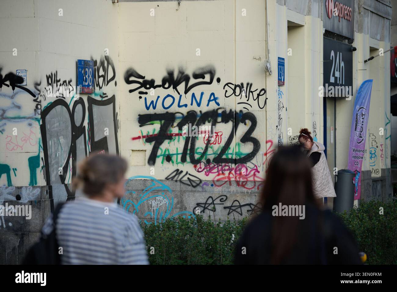 Graffiti with the date of the attack of Hamas militants on Israel on ...