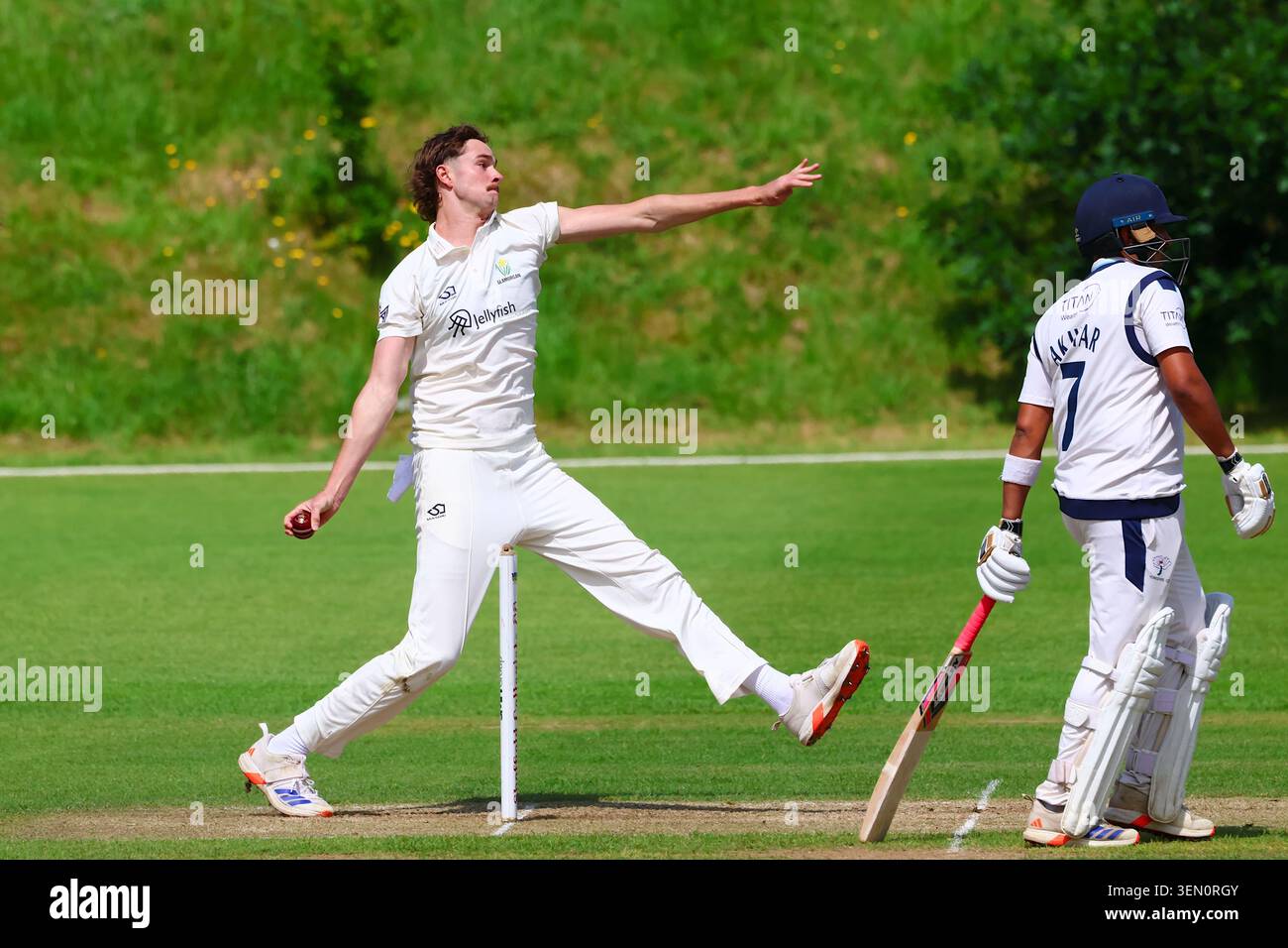 Sheffield, UK. 09 Jun, 2026. Connor O'Riordan of Glamorgan bowling in a ...