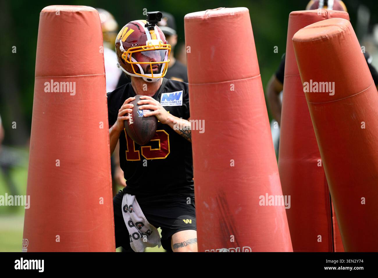 Washington Commanders quarterback Sam Hartman works out during NFL ...