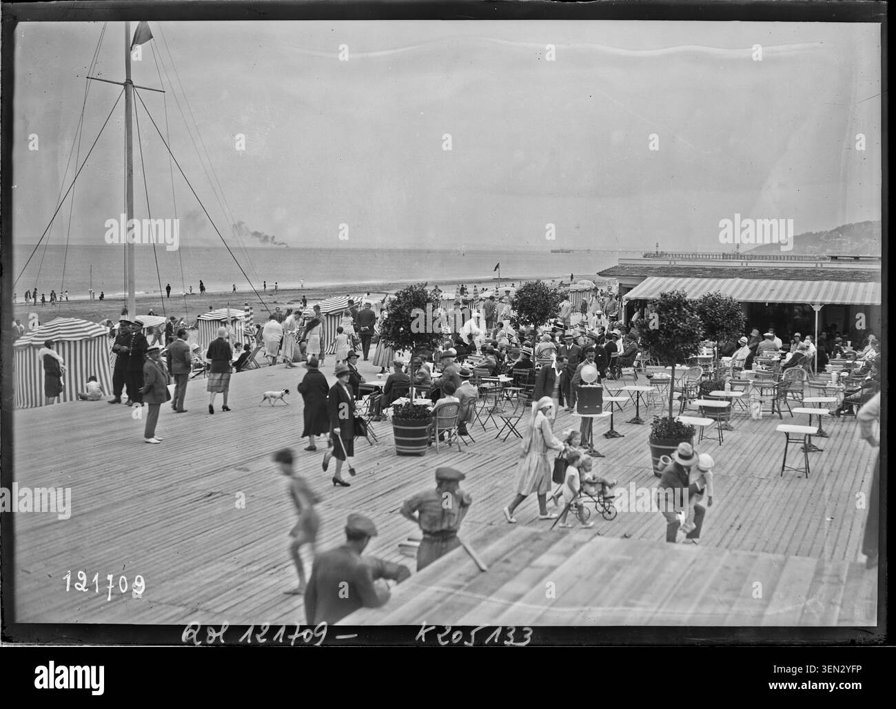 Beach promenade cafe scene normandy france 1920s hi-res stock ...