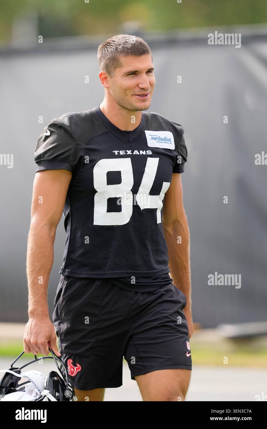 Houston Texans' Justin Watson walks to an NFL minicamp football ...