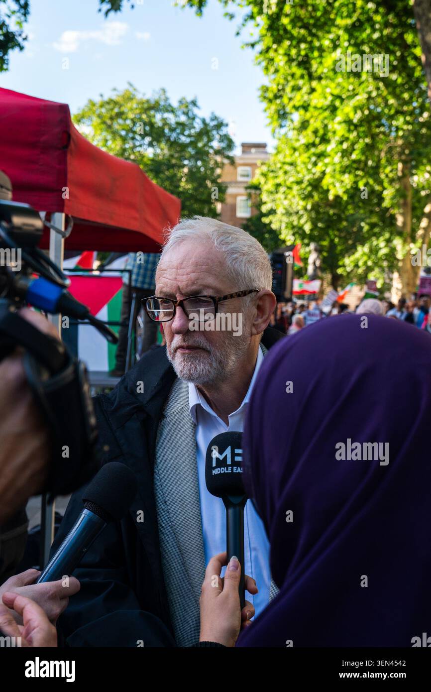 Jeremy Corbyn was amongst the many speakers of the emergency protest ...