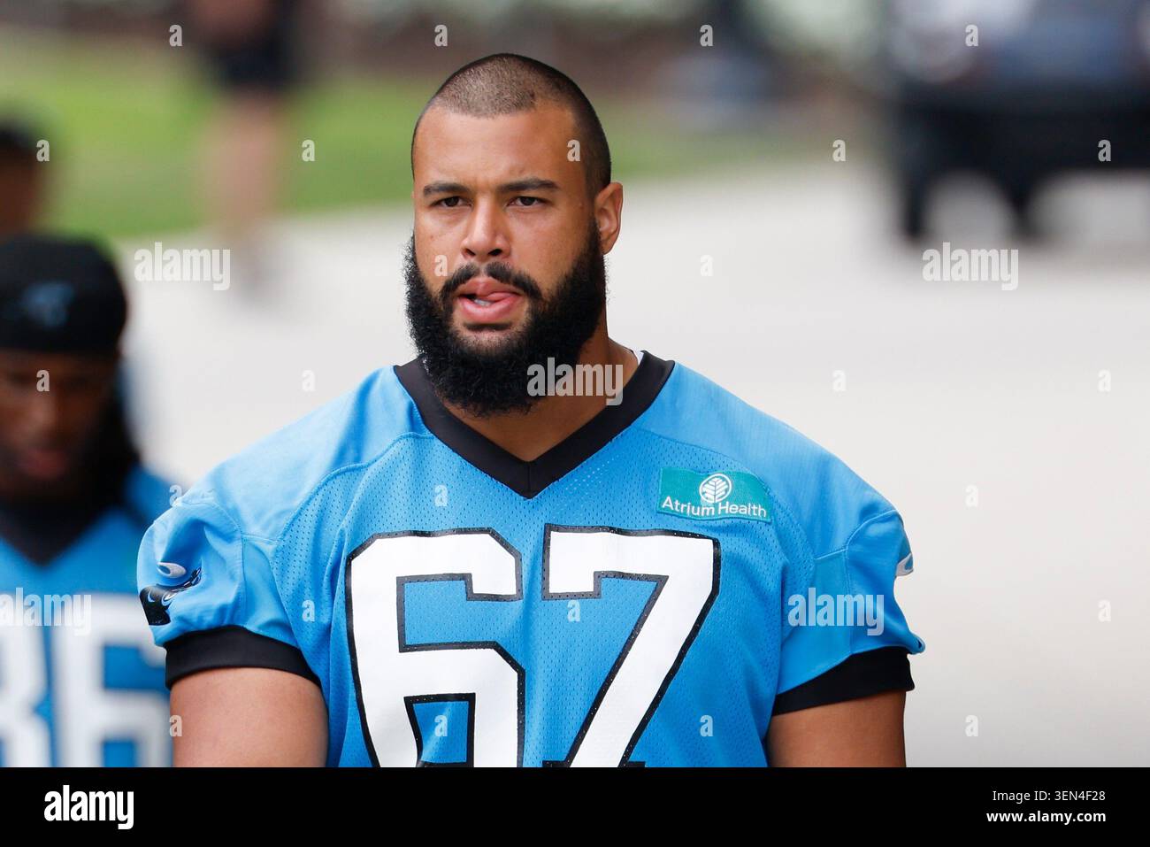 Carolina Panthers guard Joshua Gray walks to the team's NFL football ...
