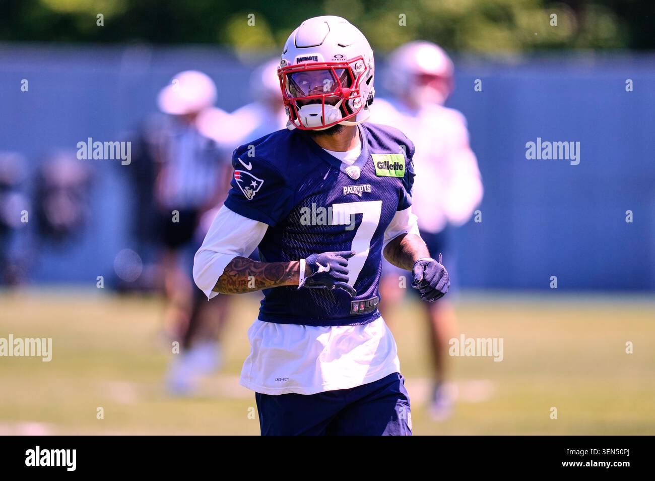 New England Patriots Carlton Davis III during an NFL football practice ...