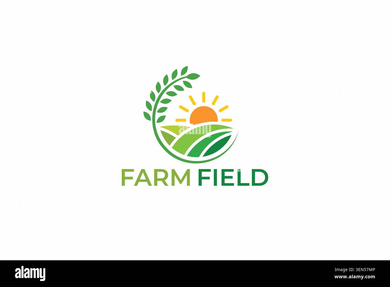 Modern Farm Field Agriculture Wheat Plant Logo Design with Sunrise ...