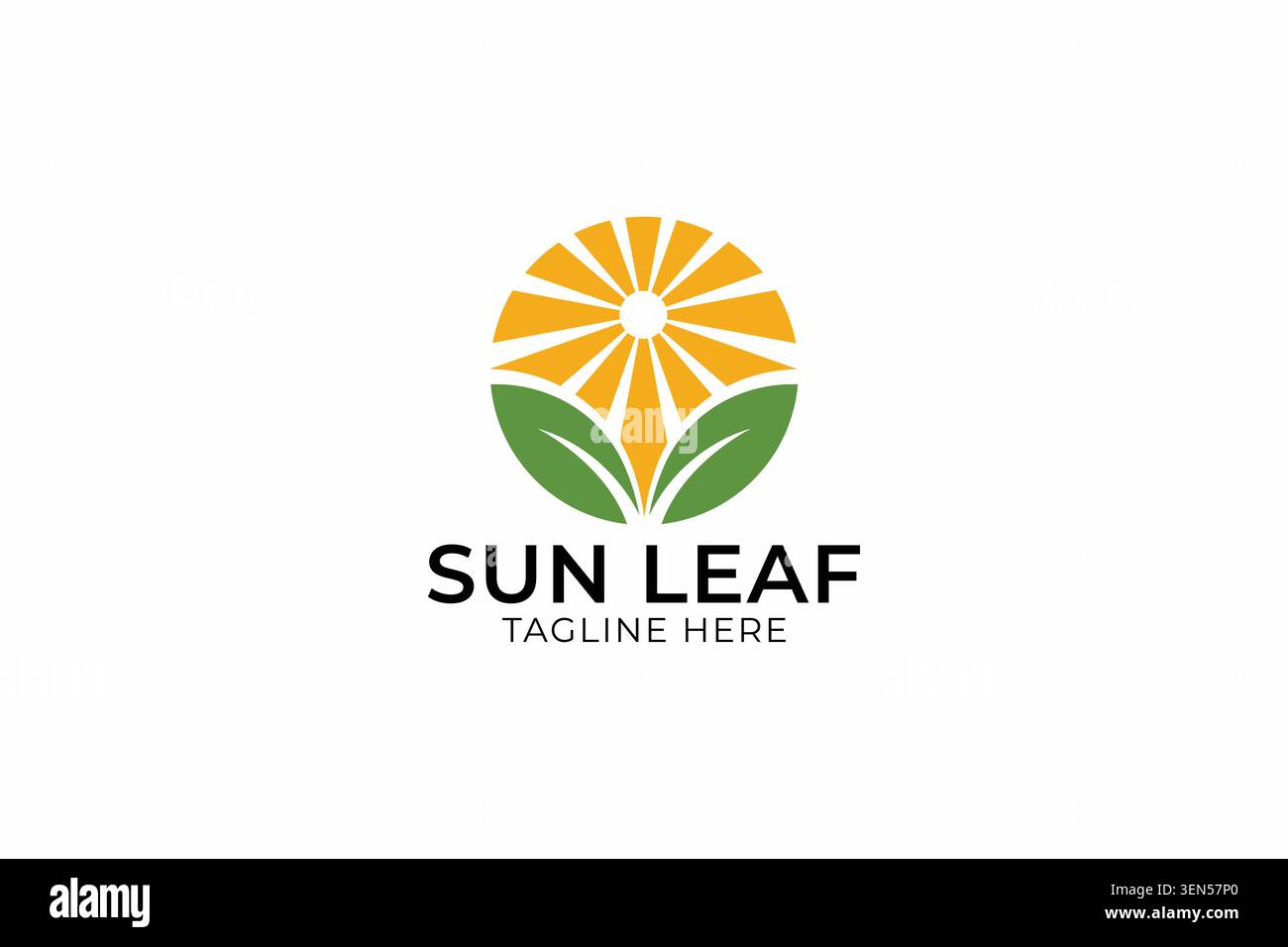 Modern Sun Leaf Fresh Morning Logo Design with Circle Vector Template ...
