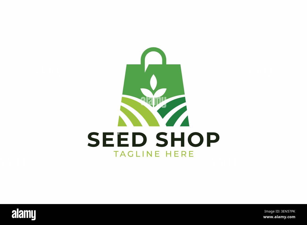 Modern Seed Shop Plant Agriculture Logo Design with Shopping Bag Vector ...