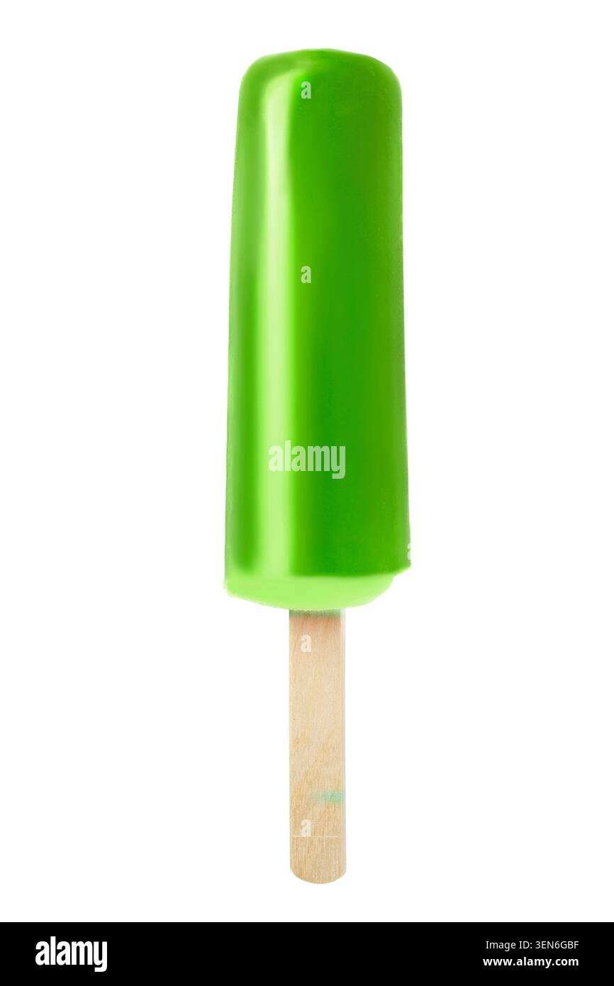 Green fruit popsicle ice cream isolated on white background Stock Photo ...