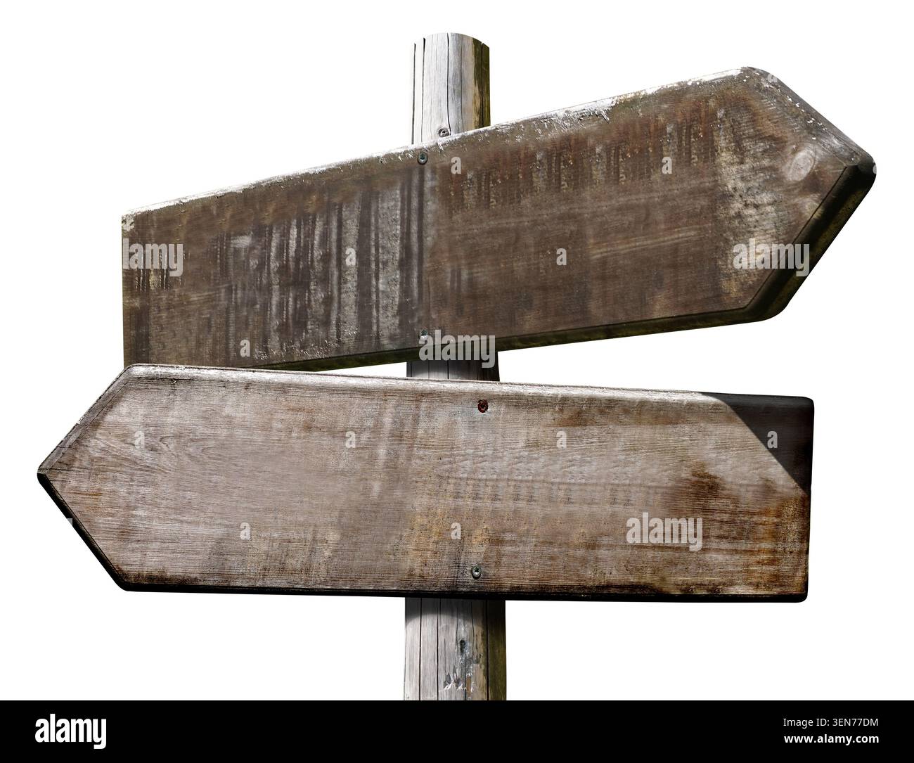 Wooden Road Sign with Two Arrow Boards Isolated on White Background ...