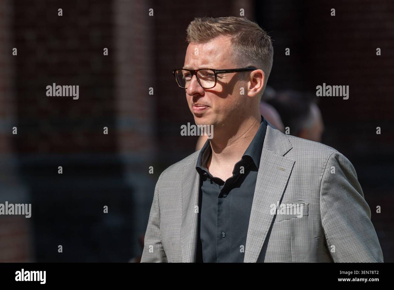 Vooruit's Hannes Anaf is pictured at the funeral ceremony of singer and ...