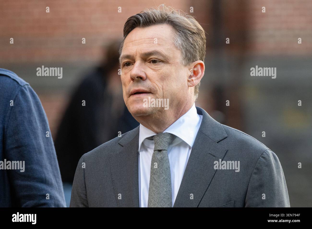 Belgian TV presenter Jo De Poorter is pictured at the funeral ceremony ...