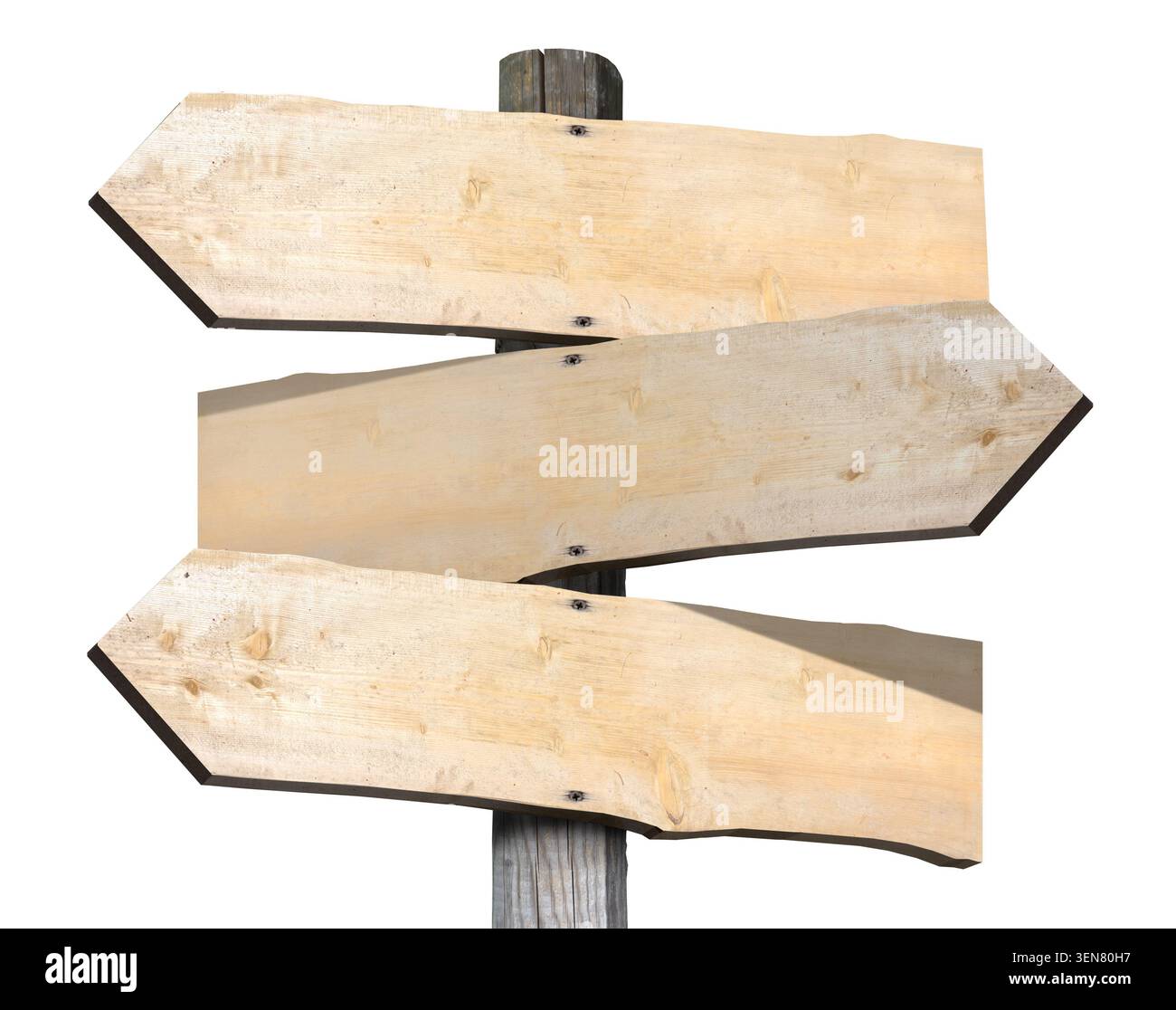 Wooden Signpost with Three Arrow Boards Isolated on White Background ...