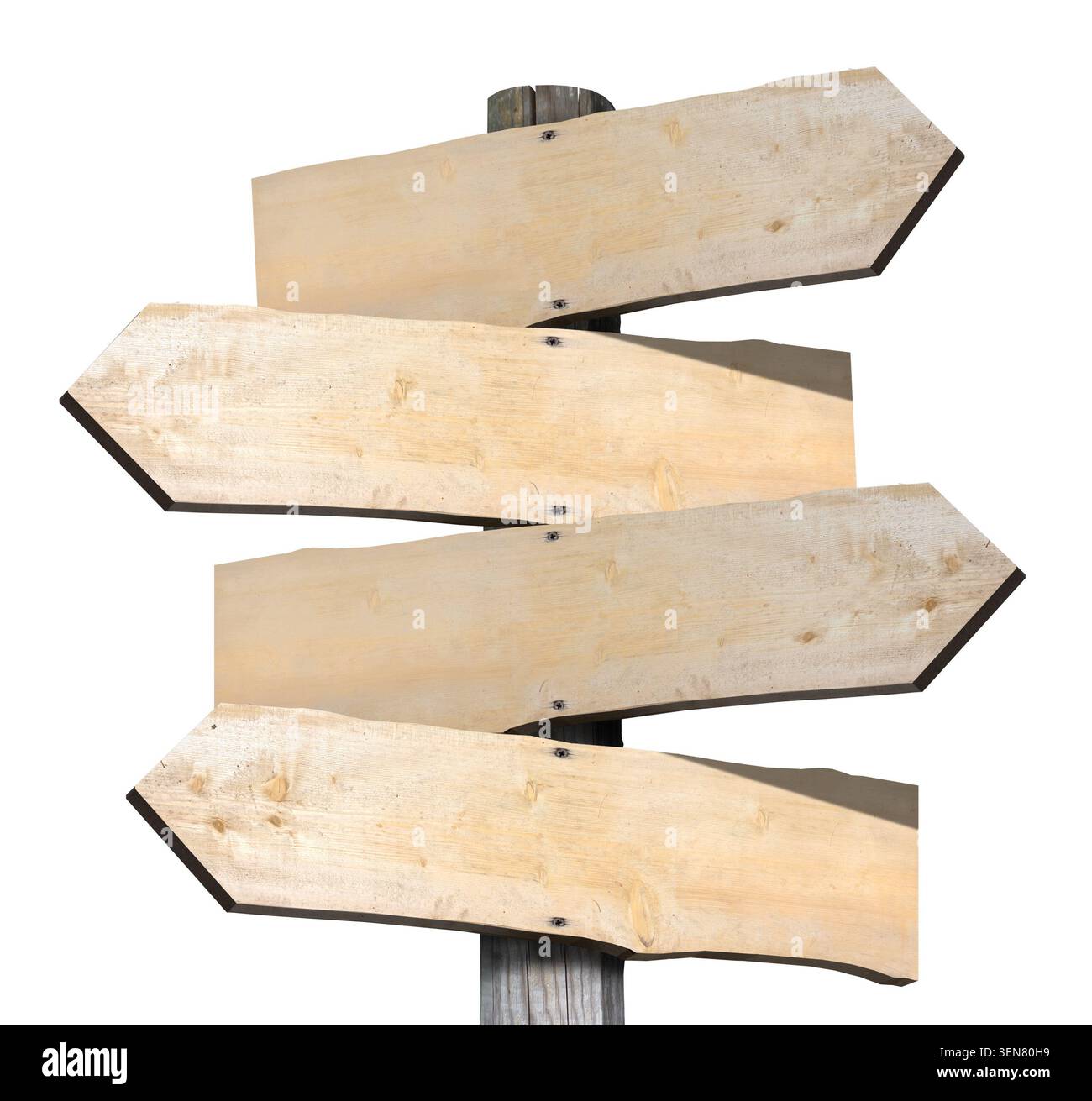 Wooden Signpost with Four Arrow Boards Isolated on White Background ...