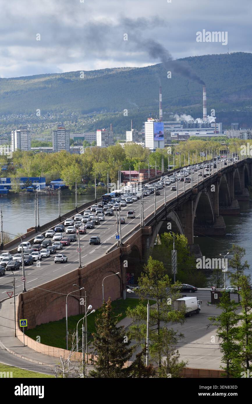 Krasnoyarsk, Russia - May 22, 2026: View from above on the Kommunalny ...