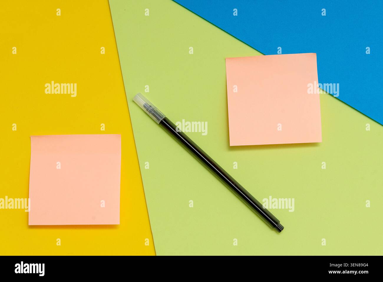 Black felt pen and blank colored stickers mockup with copy space for ...