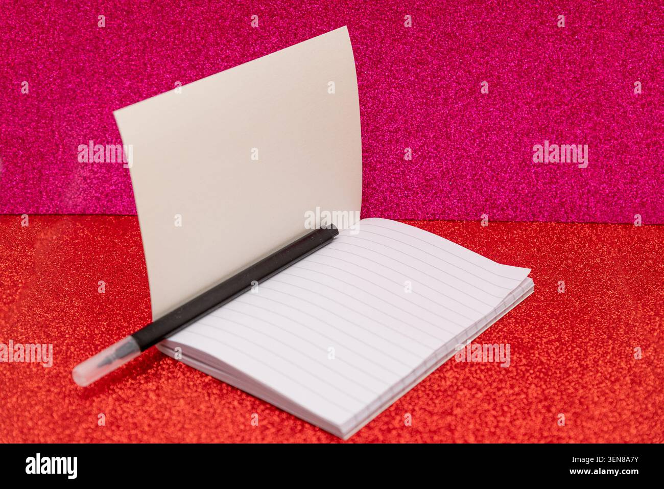 Black felt pen and blank notebook with ruler sheets mockup with copy ...