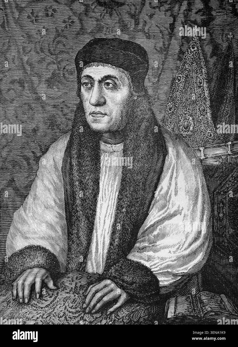 Engraving of a Portrait of William Warham (1450 - 1532) Archbishop of ...