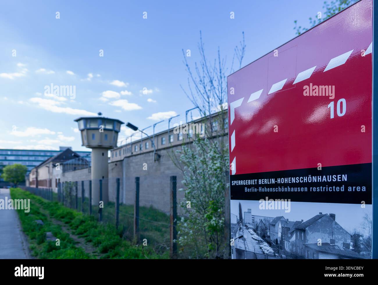 Information sign marking the former restricted area of Berlin ...