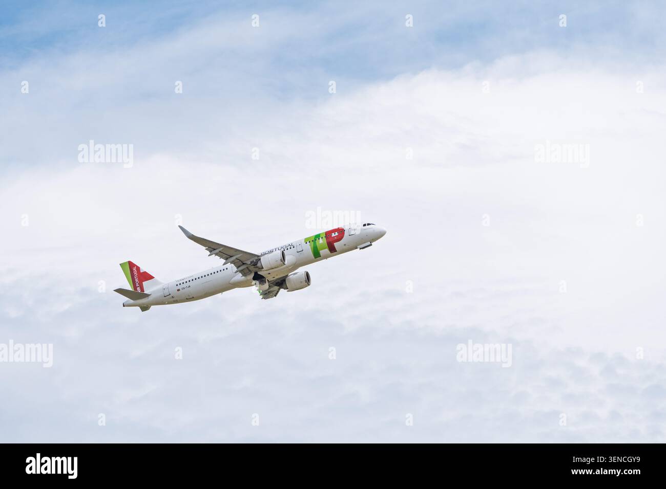 Paris, France, 25.07.2024 - TAP Air Portugal airplane taking off from ...