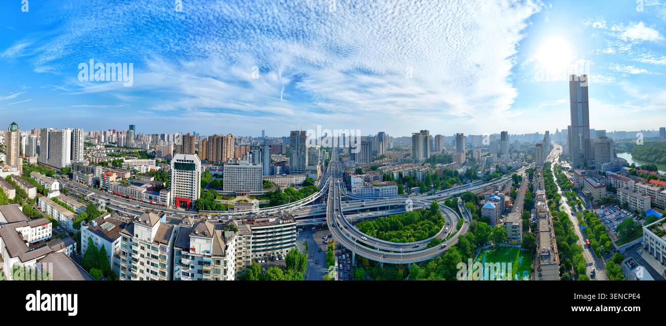 Aerial view shows orderly buildings and crisscrossing roads in Hefei ...