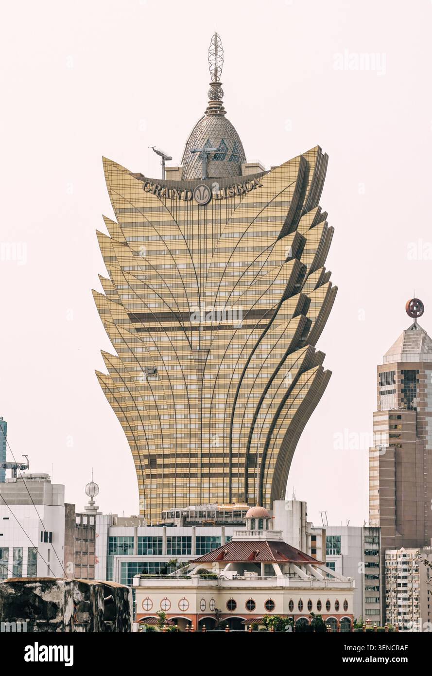 MACAU, CHINA - APRIL 1, 2026: Architectural close up of Grand Lisboa ...