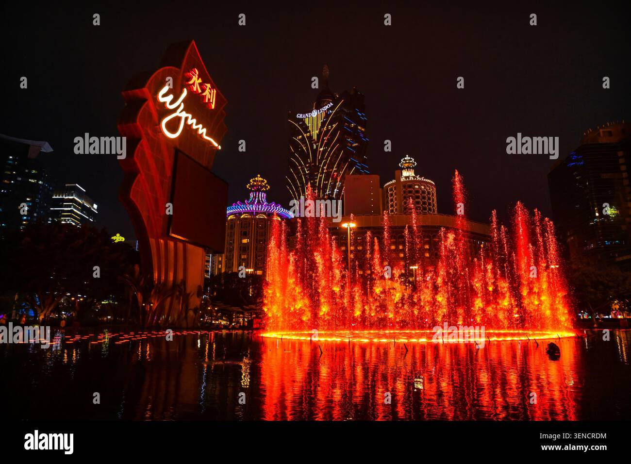 MACAU, CHINA, APRIL 1, 2026 Night view of the free musical fountain ...