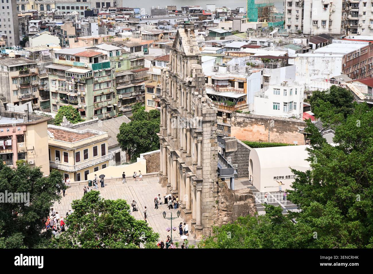 Macau, China April 13, 2026 Aerial view of Ruins of Saint Paul facade ...