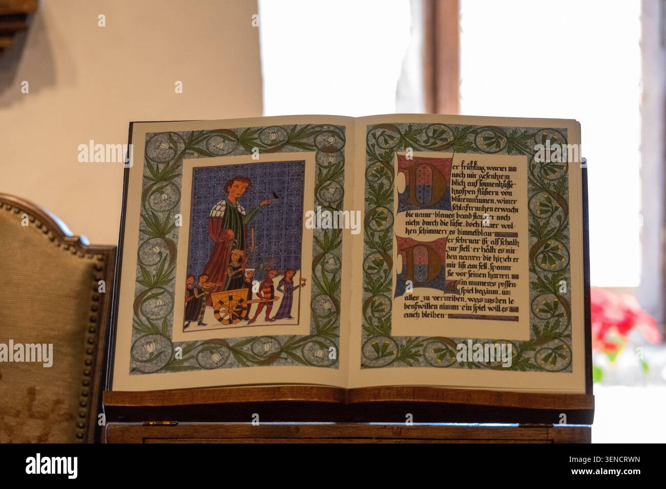 Vianden Castle, Luxembourg - 23 Feb 25: Open illuminated manuscript ...
