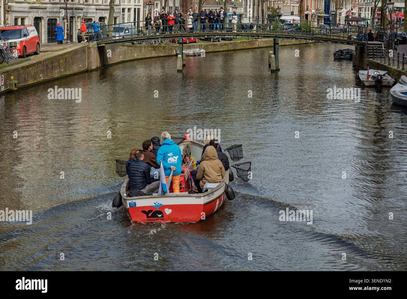AMSTERDAM, NETHERLANDS - APRIL 1, 2026: Volunteers on a Plastic Whale ...