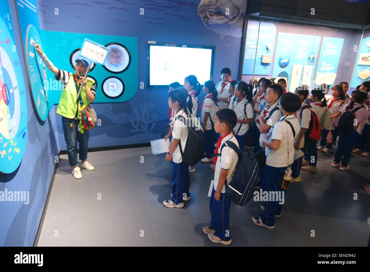 Visitors tour the 'Rise of Vertebrates' exhibition at the National ...