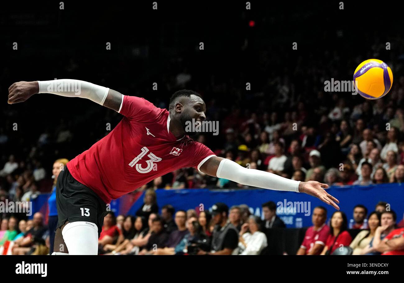 Canada's Sharone Vernon-Evans reaches for the ball in Volleyball ...